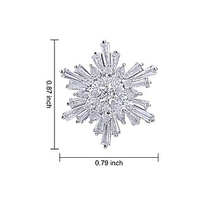 OKA Clear Austrian Crystal Winter Snowflake Brooch Pin, Elegant White Crystal Brooch Pins for Women