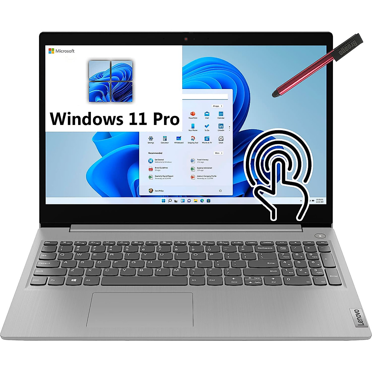 Lenovo 2022 IdeaPad 3i 15.6" Touchscreen Business Laptop Computer, Intel Core i3-1115G4 (Beat i5-10210U), 20GB DDR4 RAM, 1TB PCIe SSD, WiFi 6, BT 5.0, Grey, Windows 11 Pro S, BROAG 64GB Flash Stylus