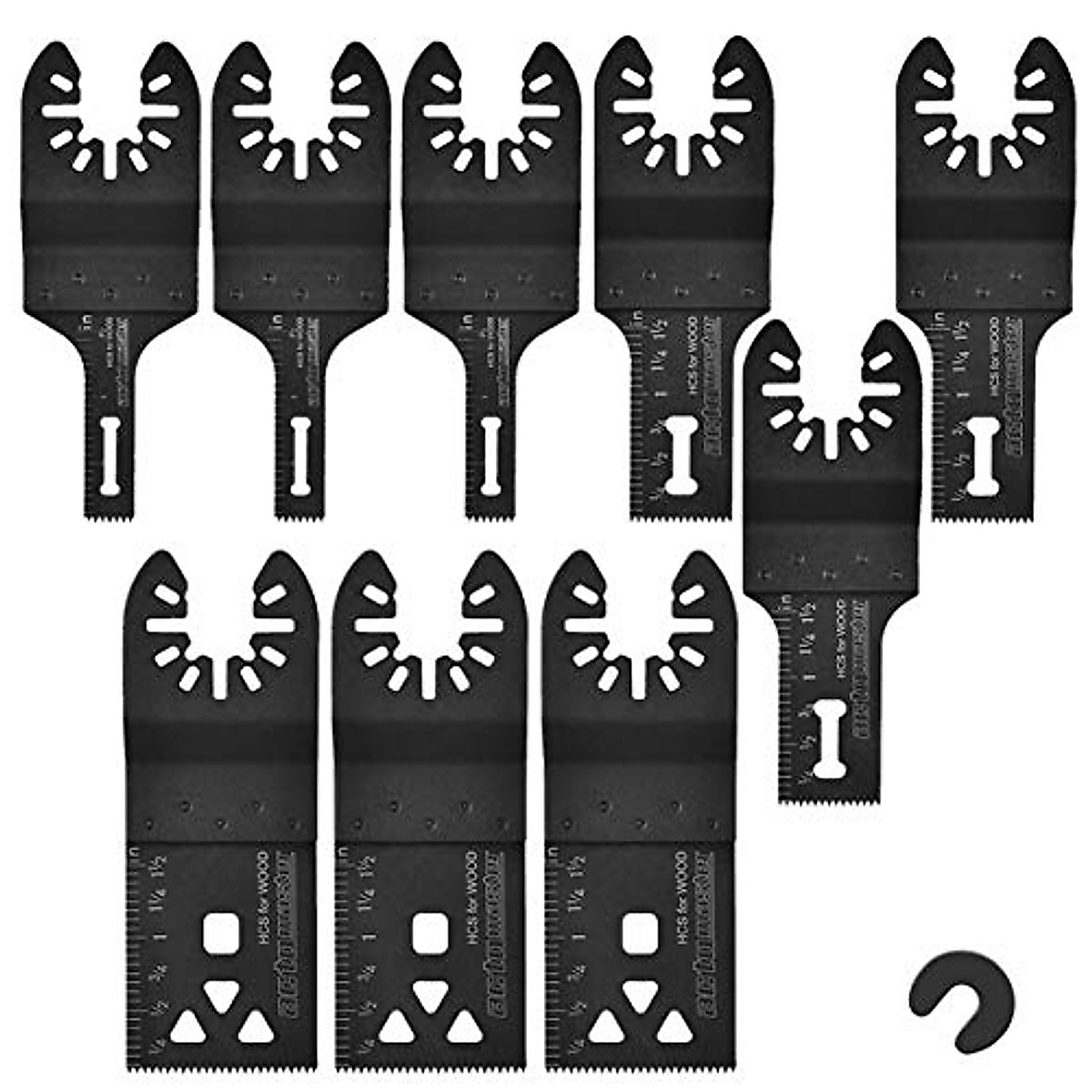 ACTOMASTER HCS Plunge Flush Cutting Blade Set for Oscillating Tool Multitool, Pack of 9