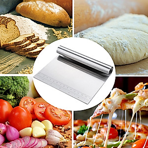 Dough Pastry Scraper, Stainless Steel Cake Scraper with Measuring Scale, Multipurpose Pizza Dough Pastry Bench Scraper Knife with Measuring Scale, for Kitchen Baking