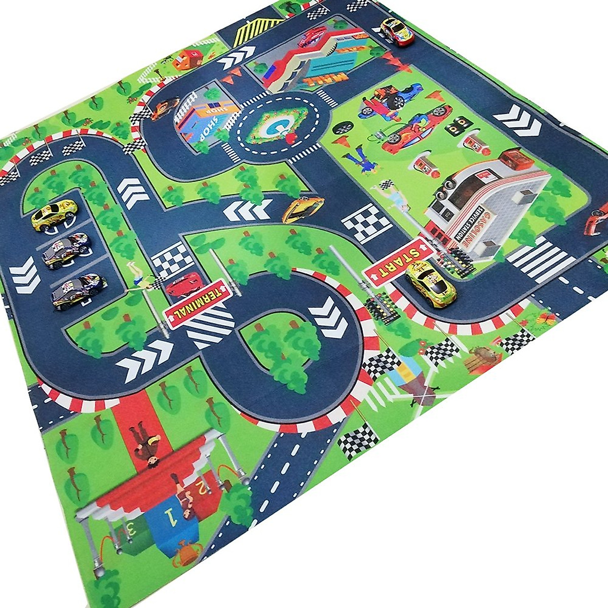 Road Playmat Toy,Kids Carpet Playmat,Great for Playing with Cars and Toys,Children Educational Road Traffic Play Mat- Learn and Have Fun Safely