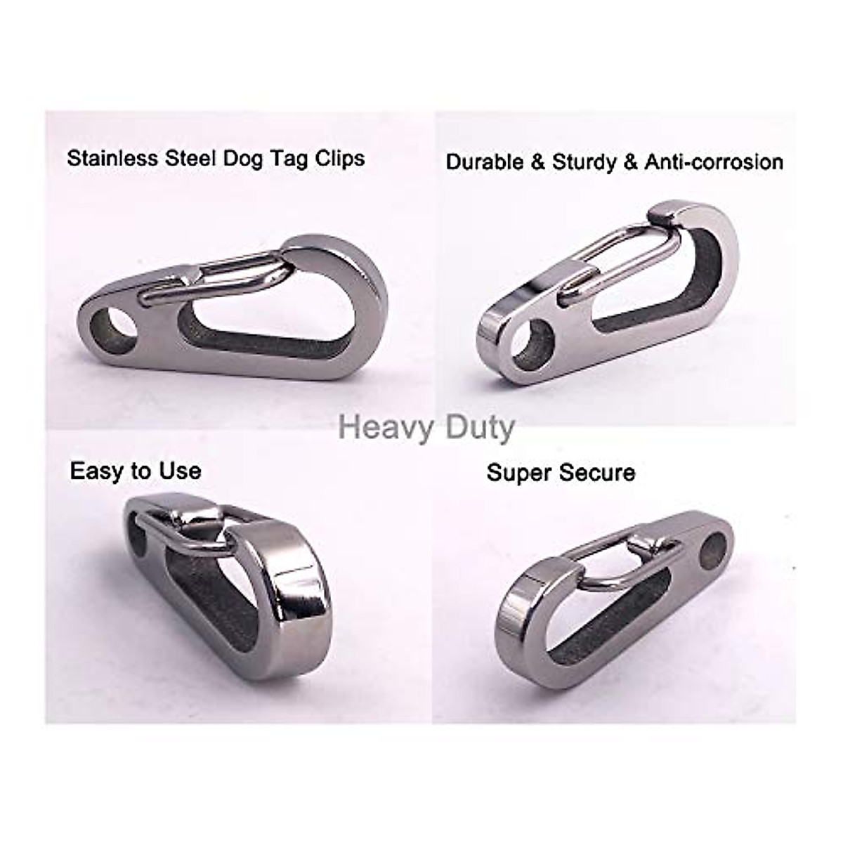 Comtim 2 Pack Dog Tag Clips, Stainless Steel Heavy Duty Quick Clips Pet ID Tag Holder for Dog/Cat Collar and Harness
