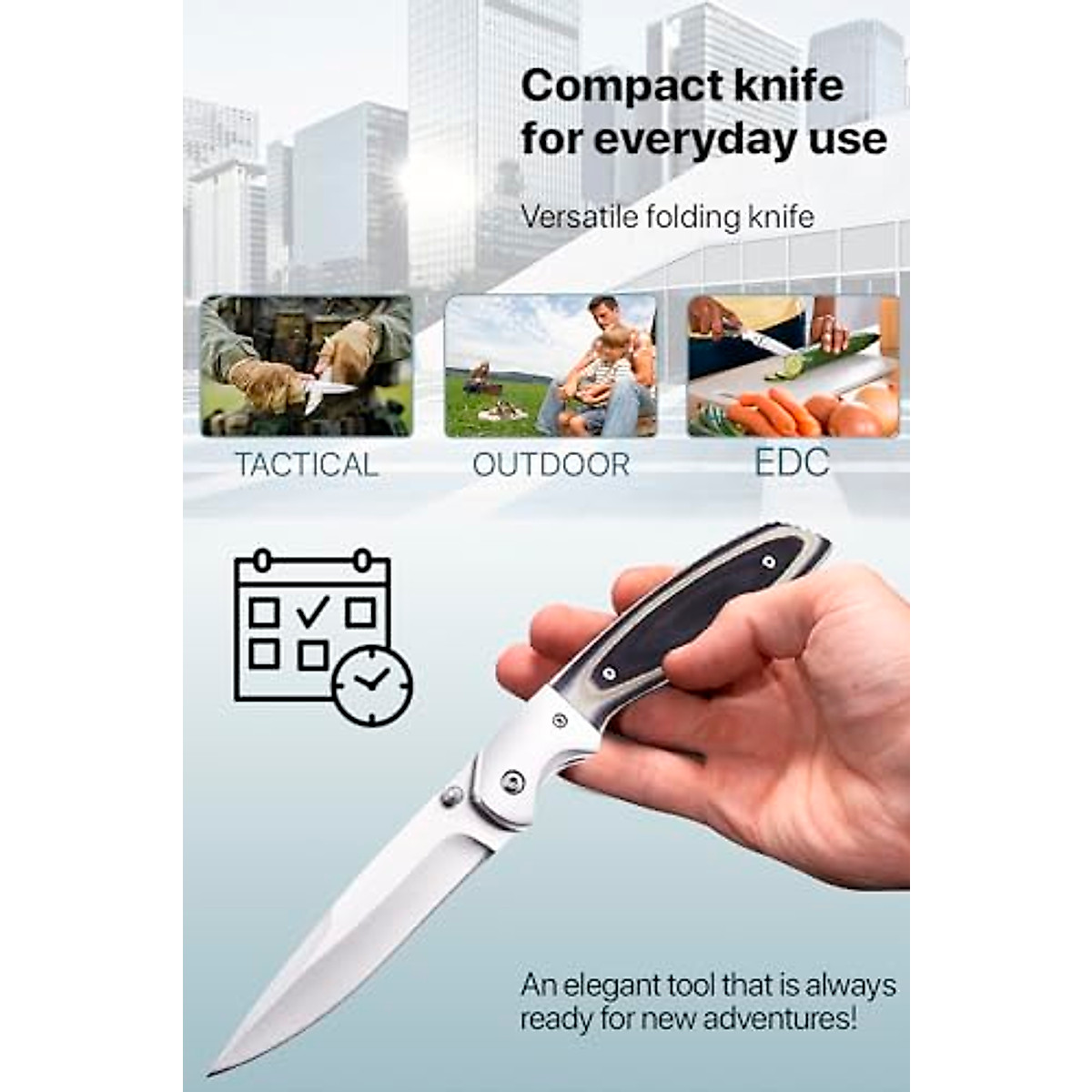 Grand Way Pocket Knife - Tactical Survival Folding Knives with Pocket Clip for Men Women - Best EDC Work Camping Hiking Hunting Knives - Sharp Blade Tool - Birthday Christmas Gifts for Men 04003