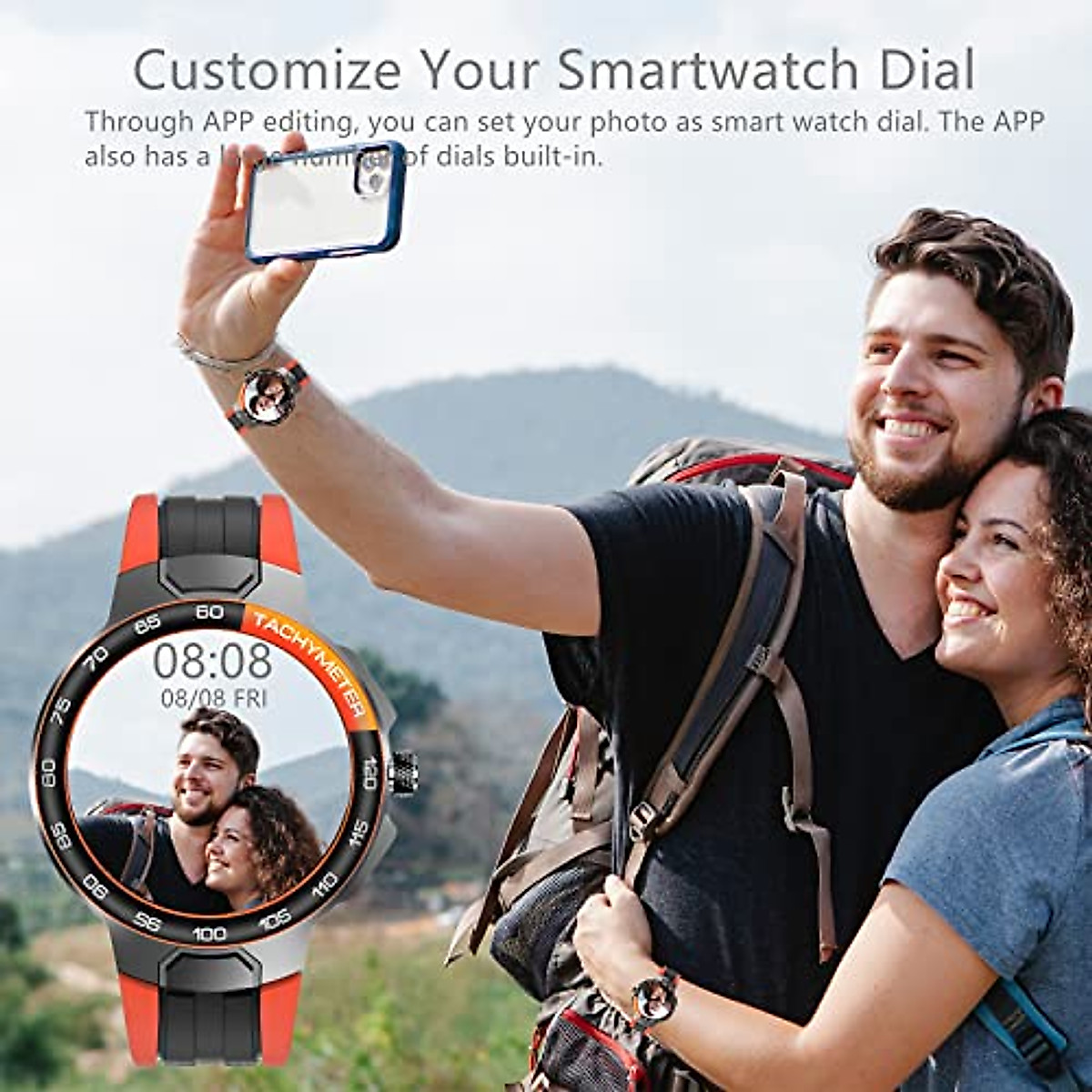 MOKCF High End Smart Watch,Full Touch Screen with 24 Sports Modes Sport Watch for Men Women,IP68 Waterproof Smartwatch Fitness Watch for iPhone Android Phone (Orange)