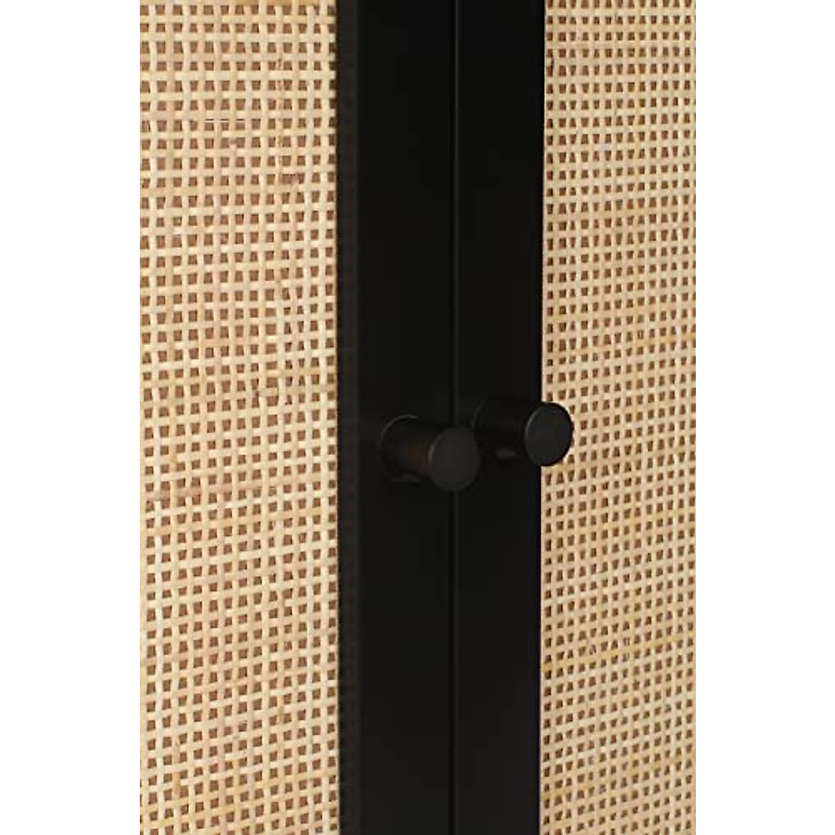 ORRD Sideboard Buffet Cabinet, High Kitchen Storage Cabinet with Rattan Doors and Adjustable Shelves, Accent Home Furniture for Living Room, Bedroom (Black)