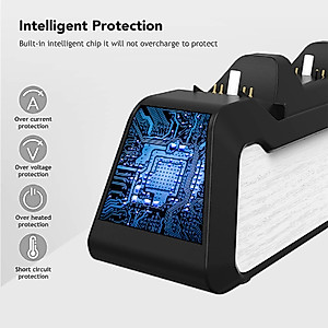 KIWIHOME PS5 Controller Charger Fast Charging Station, Charging Dock Stand for PS5 Playstation 5 Controller Accessories with LED Indicators and USB C Charging Cable (White)