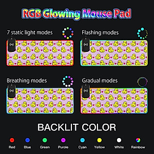 VKPSCHJ Desk Pad with Wireless Charging Ducks and Pink Heart Large RGB Gaming Mouse Pads 10 Light Modes Polka Dots 15W Computer Keyboard Mat Antislip Protector Mats for Office Home Table Gaming Decor