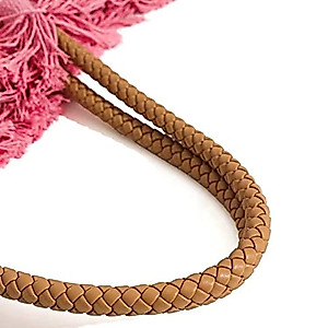 WEIIYONN Large Beach Bag Tote Bag for Women Summer Vibe Shoulder Bag with Tassels Aesthetic Handbag for Vacation Holidays (Pink)