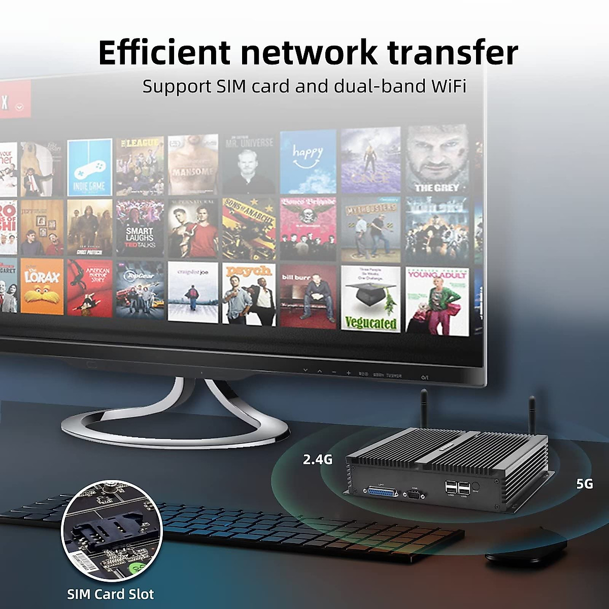 Mini Desktop Computer, Core i7-8550U, 32GB DDR4 RAM 1TB SSD, 4K@60Hz Triple Display HDMI, DP, EDP, Dual Gigabit Ethernet, 4USB2.0, 4USB3.0, 6RS232 COM, LPT port, Dual Band WiFi, Bluetooth4.2, Win11