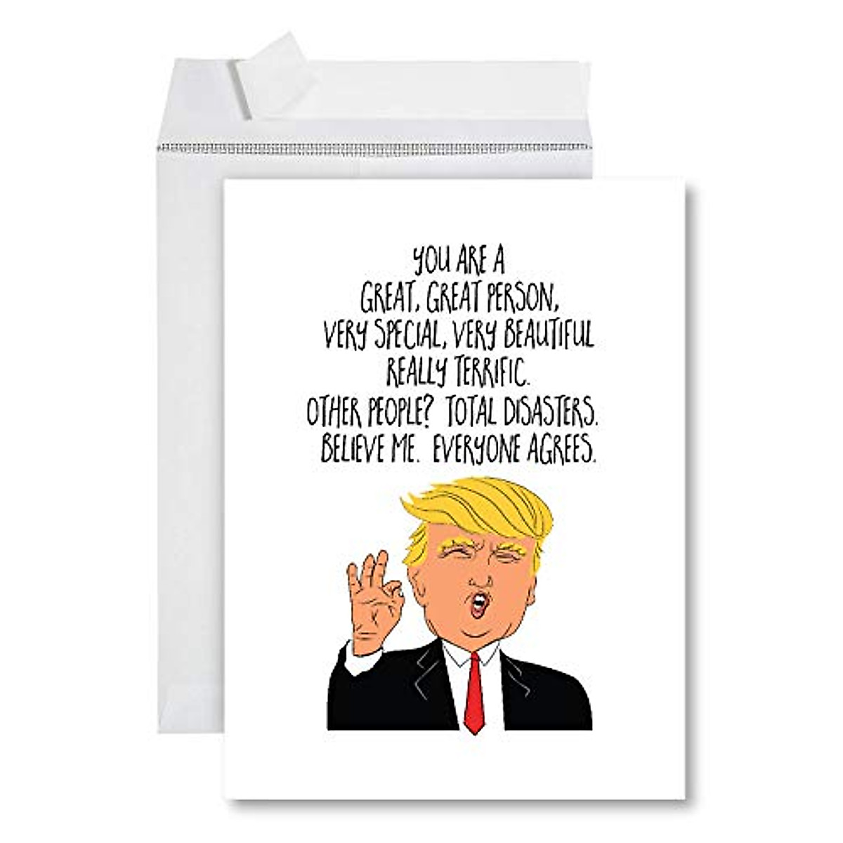 Andaz Press Funny Jumbo Thank You Card With Envelope 8.5 x 11 inch, Funny Greeting Card, Trump Great Person, 1-Pack, Huge Large Group Greeting Card, Includes Envelope