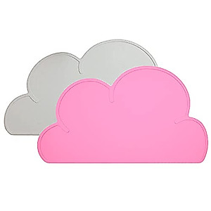 Silikong Non-Slip Silicone Placemats for Kids - BPA Free, Dishwasher Safe, Easy to Clean. 2 Pack (Pink/Gray)