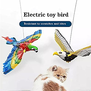 dhaonxb Simulated Birds Hanging Pet Toy,Bird Mechanical Flying Toy,Bird Interactive Cat Toy,Colorful Simulation Hanging Flying Bird Interactive Electric Toy Pet Supplies (B)