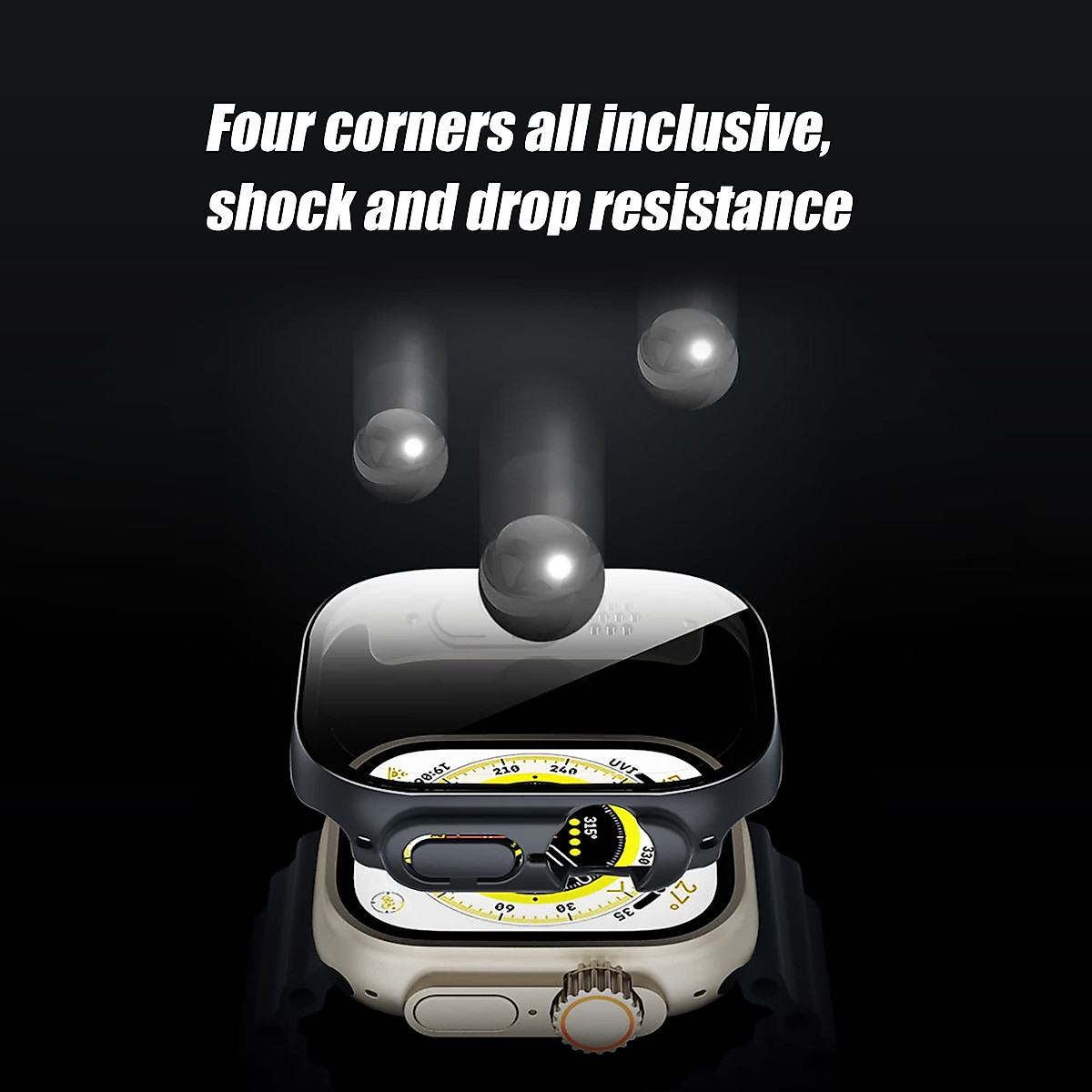 Ailun for 2022/2023 Apple Watch Ultra 2/Ultra Screen Protector Case [49mm], Ultra-Thin Hard PC Case Built in Tempered Glass for iWatch, Shockproof Cover with Button [2 Pack][Black]