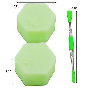 KUVIS 26ml Hexagon Silicone Container Non-stick Honeybee Jars with Carving Tool (Glow In The Dark)