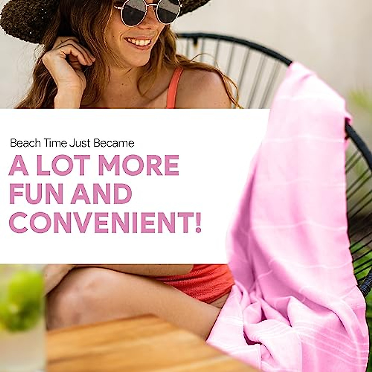 CASAVERSE Turkish Beach Towel, 100% Cotton Quick Dry Sand Free Beach Towels, Travel Turkish Towel