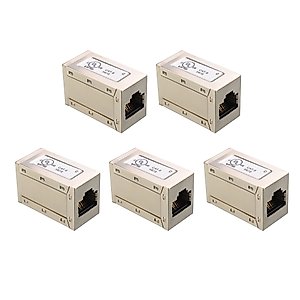 [UL Listed] Cable Matters 5-Pack 10Gbps Shielded Cat 6A Ethernet Coupler (Shielded Cat 6 Ethernet Coupler, RJ45 Coupler, Cat6 Coupler, Ethernet Extender Adapter), Compatible with Cat6, Cat5e