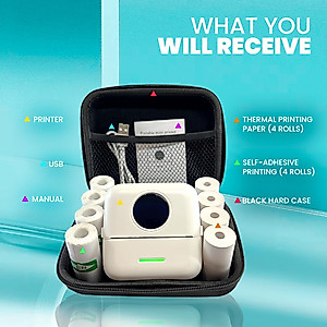 TRENDPJA - Mini Printer, Sticker Maker Machine, Bluetooth Printer for Phone, Small Pocket Printer, Wireless Label Printer, Thermal Mini Printer, Bluetooth Photo Printer for Scrapbooks, and DIY Crafts