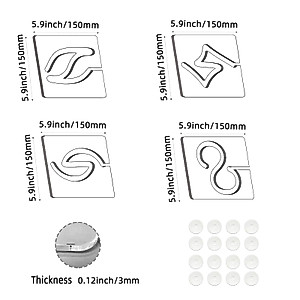 Kapyoo 4Pcs Free Motion Quilting Templates Machine Quilting Templates Quilting Rulers Quitling Design Quilting Supplies Quilting Stencil with Non-Slip Grips (Continuous Line Design Series)