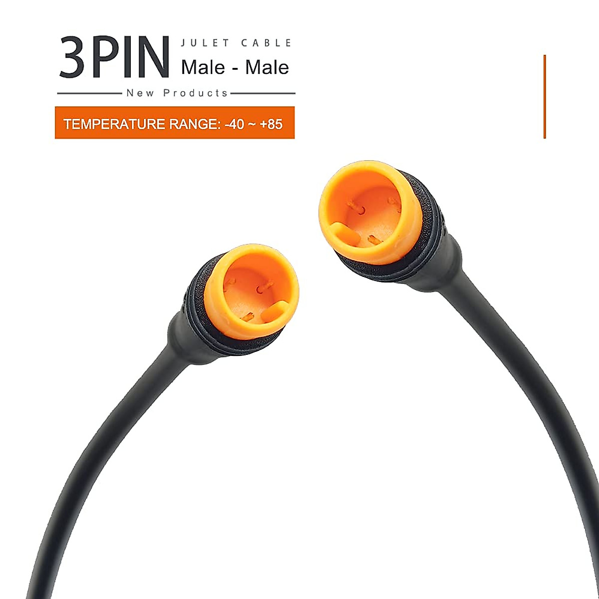 Extension Cable 2Pin/3Pin/4Pin/5Pin/6Pin/9Pin Plug Waterproof Connector for Ebike Kit,Display/Ebrake/Throttle/Shift Sensor/Hub Motor/Mid-Motor Signal Extension Cable (3PIN Male-Male)