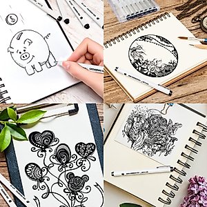 SFAIH Calligraphy Pens Markers Set - 8 Size Black Calligraphy Pens for Writing With Chisel Tip And Brush Tip, Calligraphy Pen Set for Beginners Adults