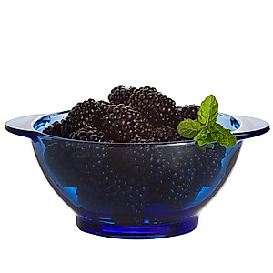 STP GOODS Glass Dinner Plates - Set of 4, Blue Cobalt Transparent Glass Eating Plates, Circular Glass Dinnerware for Salad, Bread, Dinner (15 Oz Glass Dessert Cup Set, Set of 4)