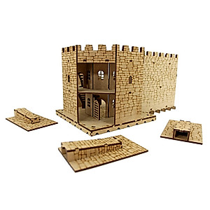TowerRex Bastion Tower Wall D&D Terrain Barrack Garrison Buildings - DND Accessories for Dungeons & Dragons, Pathfinder, Warhammer, Tabletop Battle Map, Wargaming Terrain for 28mm 32mm Miniatures