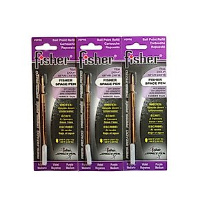 3 Pack Fisher Space Pen Purple Ink Refills SPR6 Medium Tip