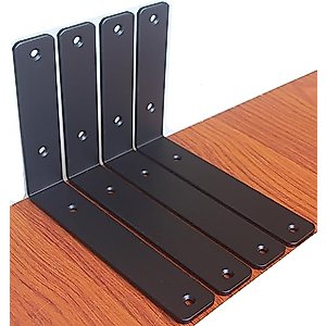 4 Pack - L 8" x H 6" x W 1.5", 5mm Thick Rustic Shelf Bracket, Iron Shelf Brackets, Metal Shelf Bracket, Industrial Shelf Bracket, Modern Shelf Bracket, Decorative Shelving, Shelf Supports with Screws