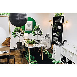 Flagship Carpets Schoolgirl Style Simply Boho Greenery Classroom Area Rug for Indoor Classroom Learning or Kid Bedroom Educational Play Mat, 5'x7'6", Black