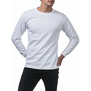 Pro Club Men's Comfort Cotton Long Sleeve T-Shirt, Snow White, Medium