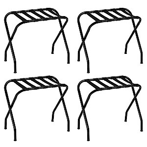 Heybly Luggage Rack, Pack of 4,Steel Folding Suitcase Stand for Guest Room Bedroom Hotel,Black,HLR001B4