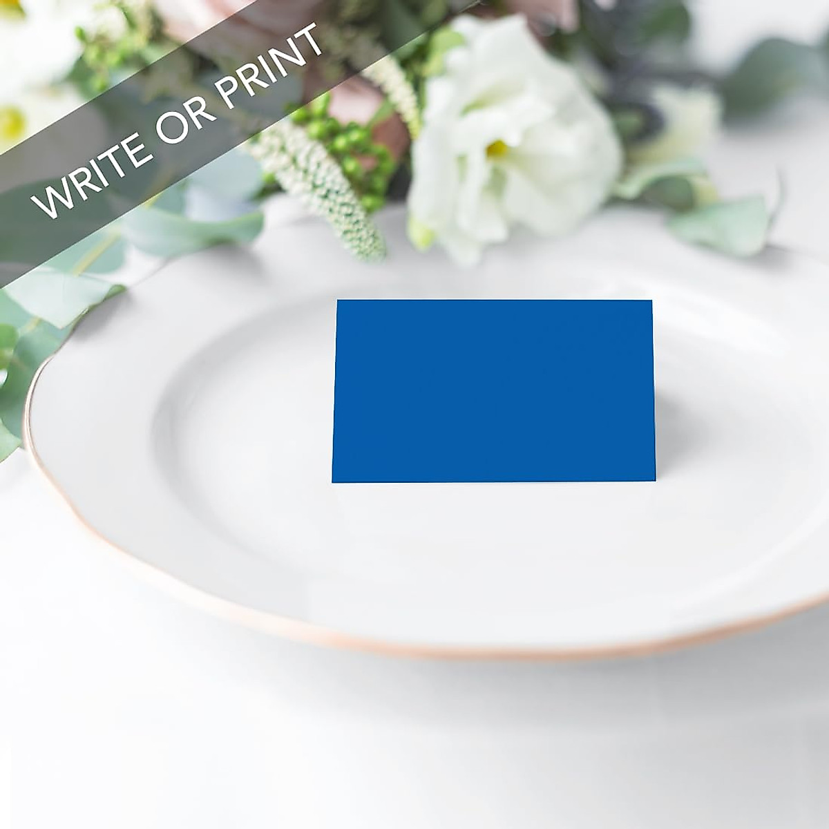 Andaz Press Table Tent Printable Place Cards, Royal Blue 20-Pack, Seat Placement Cards Place cards Table Settings Name Cards for Baby Bridal Wedding Shower, School Graduation Food Cards