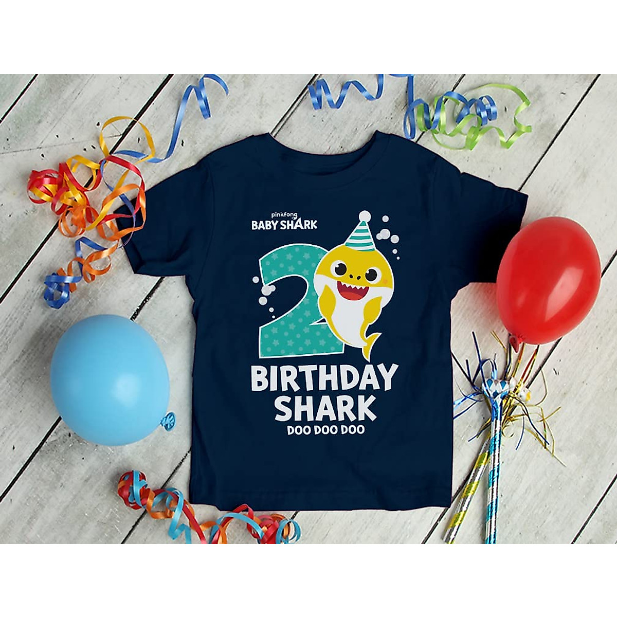 2nd Birthday Baby Shark Shirt 2 Year Old Birthday Boy Girl Toddler Kids T-Shirt 2T Navy