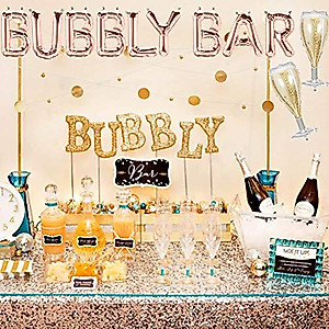 Bubbly Bar Balloons Rose Gold Mimosa Bar Party Banner Bride To Be/We are Engaged/Bridal Shower/Just Married/Bachelorette/Wedding/Champagne Brunch Themed Happy Anniversary Party Supplies Decorations