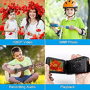 Heegomn Video Camera Camcorder 2.7K 36MP Video Recorder Camera Vlogging Camera for YouTube TikTok Digital Camera Recorder Kids Camcorder with 2.8" LCD Screen,8X Digital Zoom for Teens Beginners