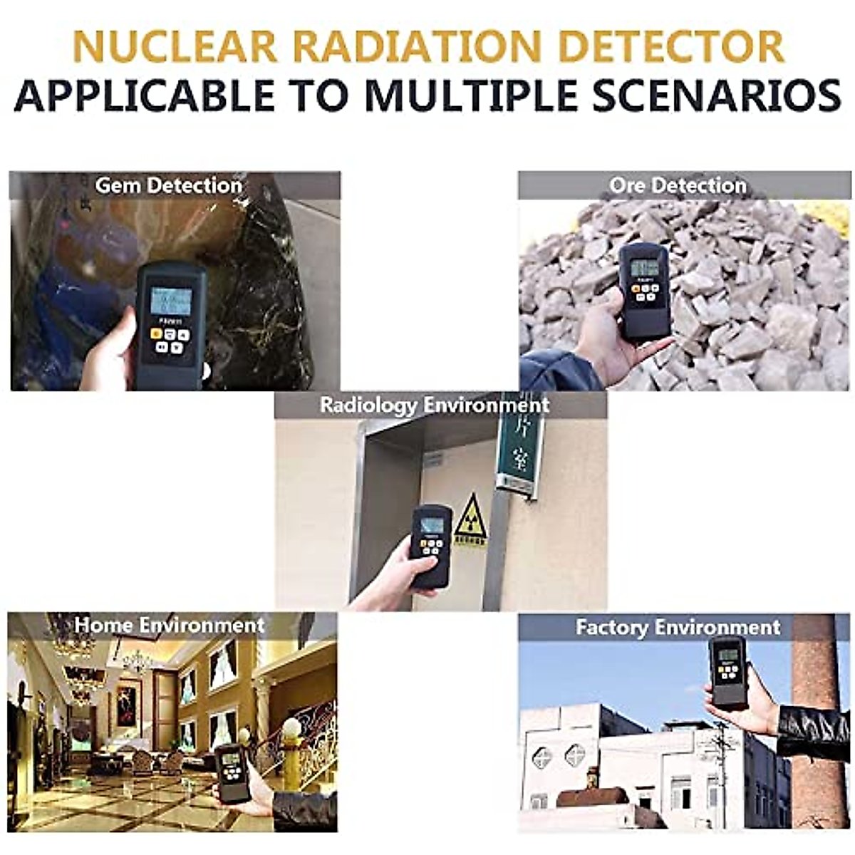 GOYOJO Geiger Counter Nuclear Radiation Detector Radiation Dose Alarm Multi-Function Marble Radioactive X-Rays γ-Rays Hard β-Rays Alarm Device Dosimeter High Sensitivity Personal Home use Dosimeter