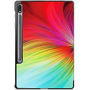 Berkin Arts Samsung Galaxy Compatible with Tab S8 Plus/ S7 FE/ S7 Plus Case 12.4 Inch Tri-Fold Stand Cover Color Field Rainbow Scheme Iridescent Playful