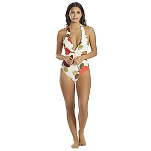 Kate Spade New York Just Rosy Knotted Halter One-Piece Ivory XL