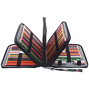 Shulaner 200 Slots Colored Pencil Case with Zipper Closure Large Capacity Oxford Pen Organizer Green Rose Pencil Holder for Artist (Flamingo)