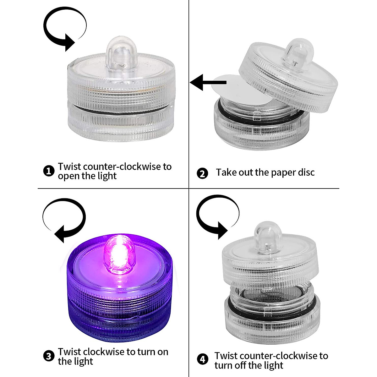 SHYMERY Submersible LED Light,Purple Waterproof Flameless Candle Tea Lights,Underwater Battery Operated Seasonal Festival Celebration Light for Table,Wedding Centerpieces, Party,Pack of 12