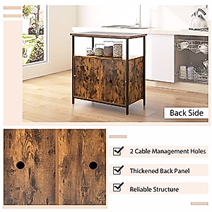 Giantex Buffet Cabinet with Storage, 2-Door Kitchen Sideboard with Shelves, Cable Holes, Industrial Coffee Bar Cabinet, Console Table for Entryway, Living Room, Rustic Brown