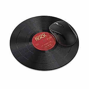 WIRESTER Non-Slip Round Mousepad, Vintage Vinyl Record Red Mouse Pad for Home, Office and Gaming Desk