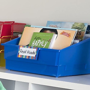 Really Good Stuff 4-Pack Single-Color Picture Book Classroom Library Bins with Dividers