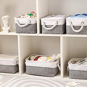 QBSM Storage Baskets for Organizing, 11.8'' x 7.8'' x 5.1'' Set of 6 Fabric Storage Cubes Baskets for Shelves, Small Collapsible Linen Organizers Bins with Handles for Closet Laundry Nursery, Baskets for Gifts Empty