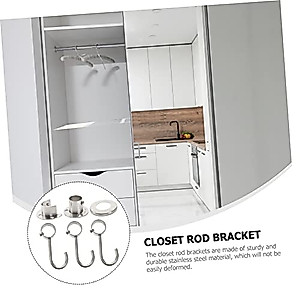 Brackets 1 Set Closet Clothes Rail Flange Stainless Steel Shower Curtain Rod Heavy Duty Curtain Rods Shower Curtain Holder Adhesive Curtain Rod Holder Holder Closet Pole Holder