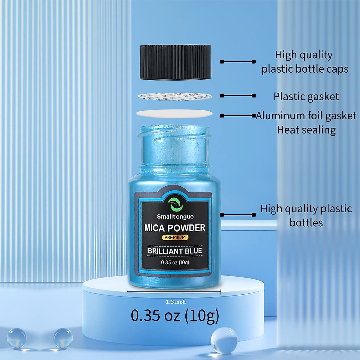 Smalltongue Mica Powder for Epoxy Resin, 72 Colors, 0.35 oz(10g) Bottles Mica Glitter Powder, Mica Pigment Powder for Lip Gloss, Soap Making, Bath Bomb, Art Crafts, Resin Dye, Nails