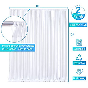 16ft x10ft White Backdrop Curtain for Party White Wrinkle Free Wedding Back Drop Drapes Curtains Fabric Decorations Photo Backdrops Cloth for Baby Shower Birthday Photoshoot