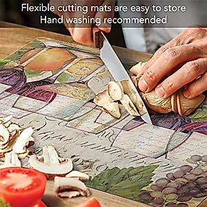 Cut N' Funnel Wine Country Designer Flexible Plastic Cutting Board Mat. Made in the USA, Decorative, Flexible, Easy to Clean