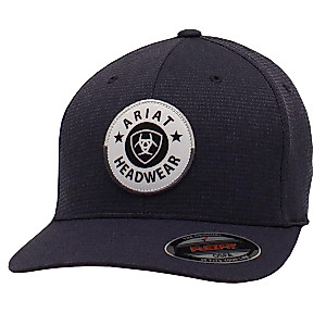 ARIAT Mens Flex Fit Round Shield Patch Black Hat