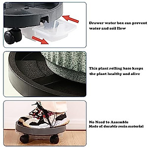 2 Pack Plant Caddy with Wheels 11 Inch Rolling Plant Stand Heavy Duty Plant Dolly with Casters Planter Pot Mover Round Plant Roller Base for Indoor Patio Outdoor Large Trash Can Dolly, Brown